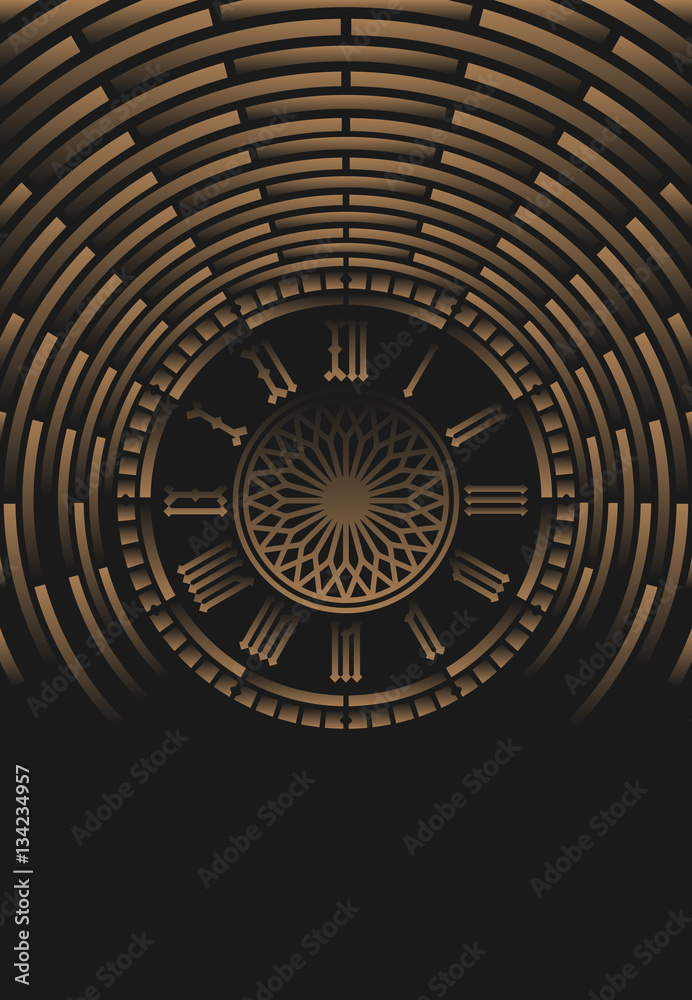 Roman numeral clock on black abstract background Stock Vector | Adobe Stock