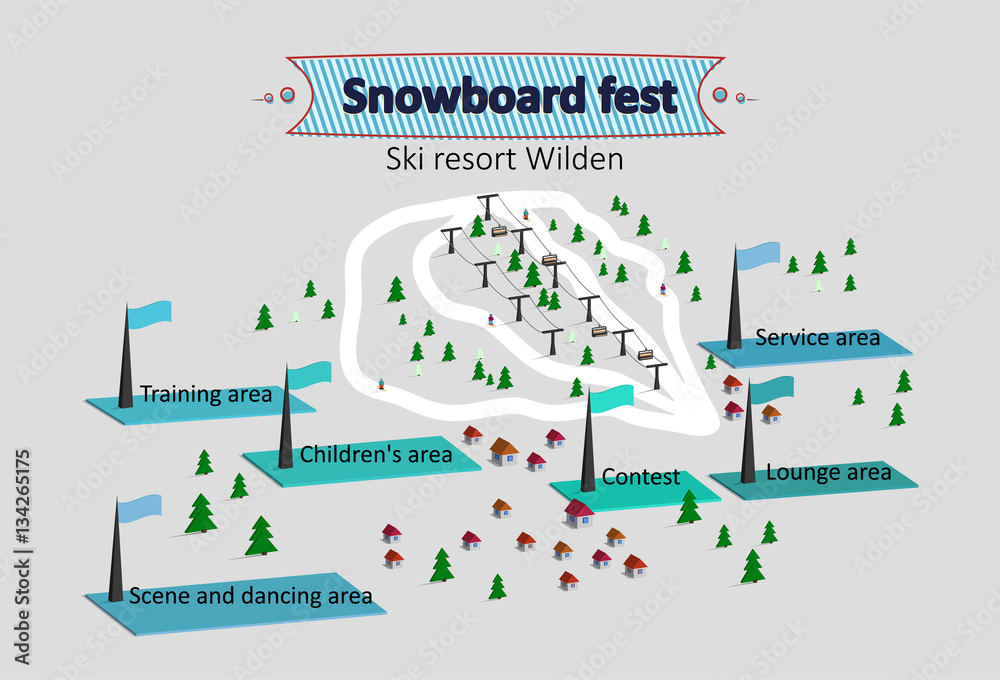 Isometric Map ski resort Stock Vector | Adobe Stock