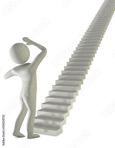 Omino che guarda la scala delle proprie difficoltà - Buy this stock ...
