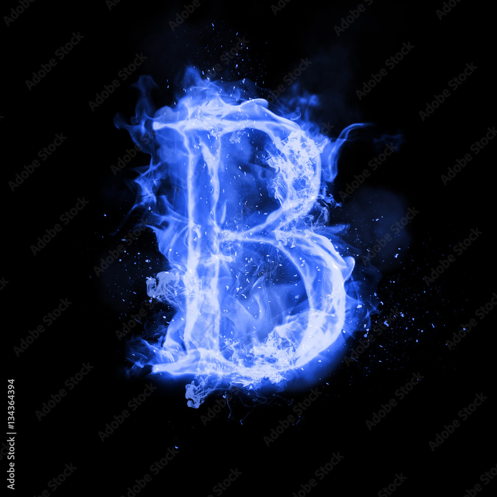 Fire letter B of burning flame light Stock Photo | Adobe Stock
