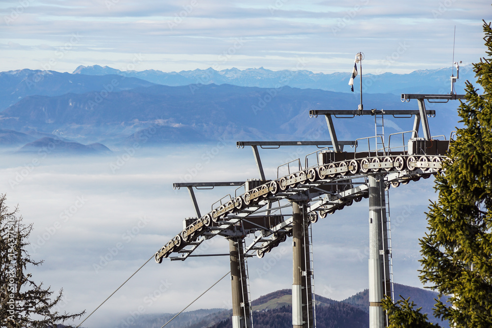 Ski lift cable booth or car, Ropeway and cableway transport system for ...