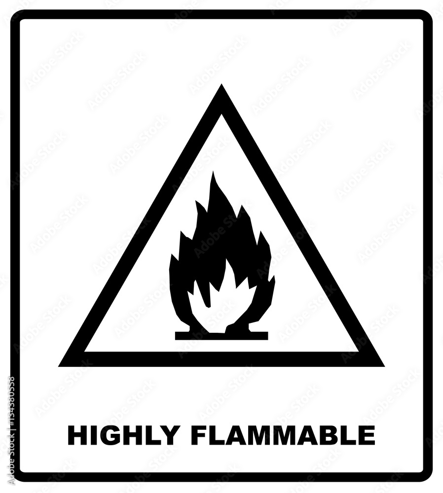Hazard symbol - Highly flammable. Cargo shipping banner for box. Vector ...