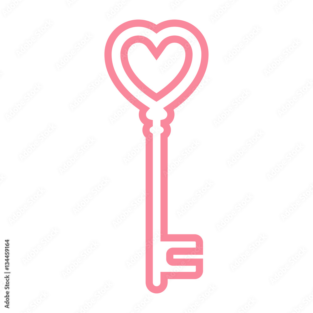 Icono plano silueta llave corazon rosa en fondo blanco Stock Vector ...