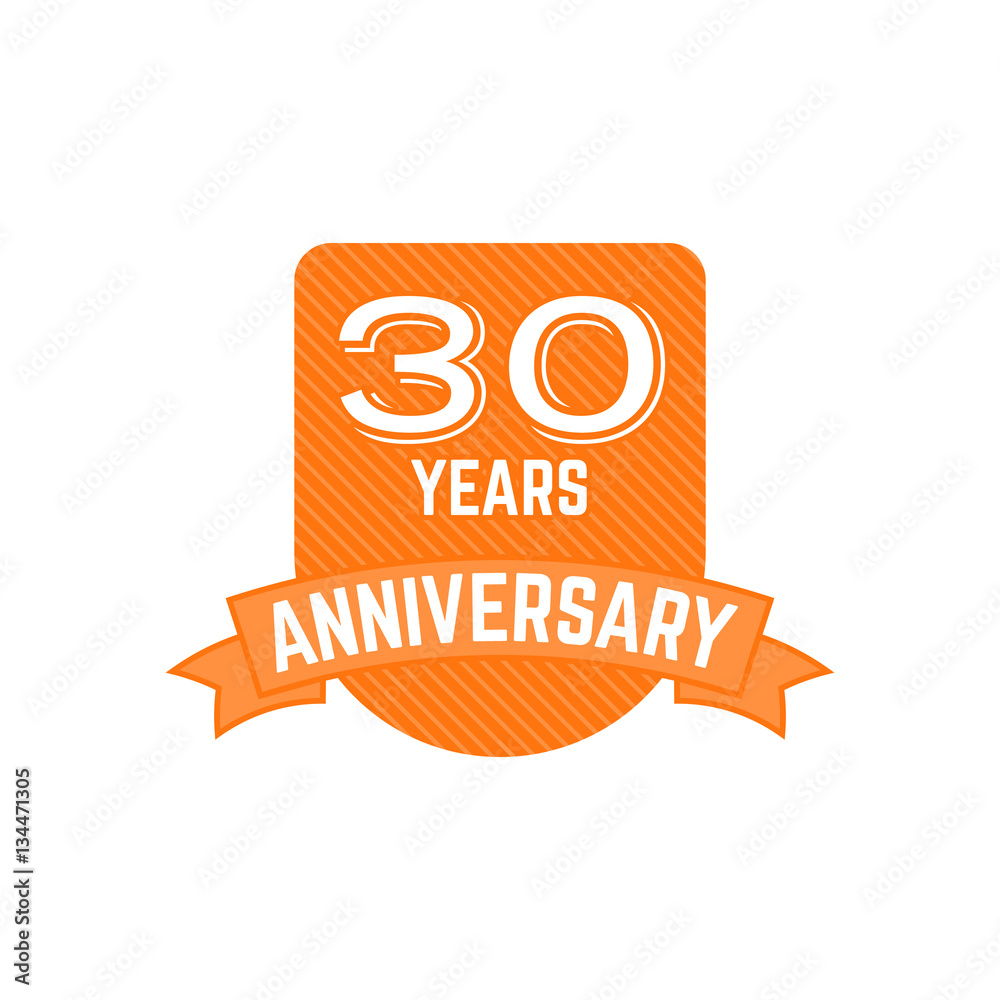 30 years Anniversary badge, sign. Emblem of 30th anniversary in flat ...