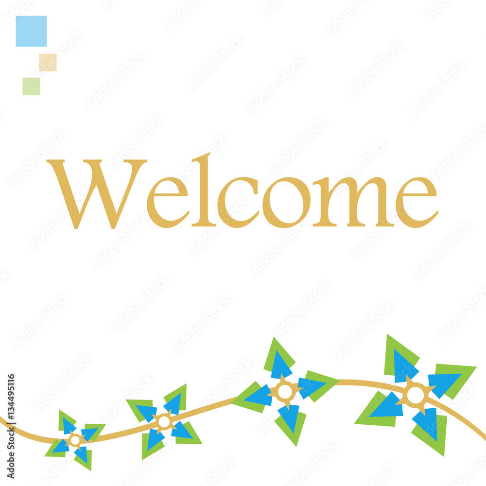 Welcome Green Blue Floral Wave Stock Illustration | Adobe Stock