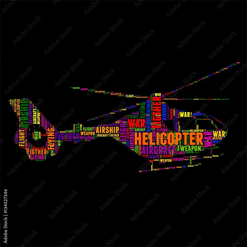 helicopter Typography word cloud colorful Vector illustration Stock ...
