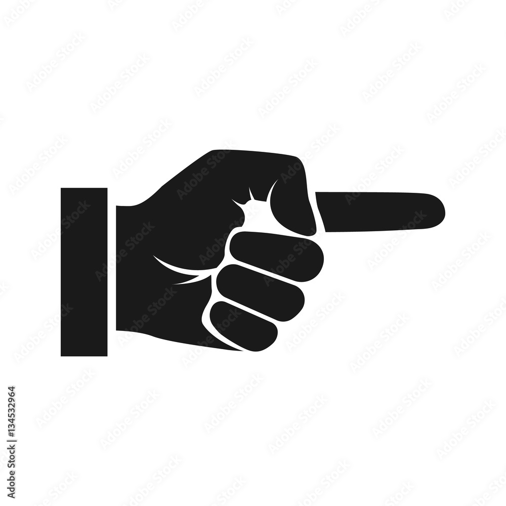 Point finger silhouette. Direction black icon. Man hand gesture ...