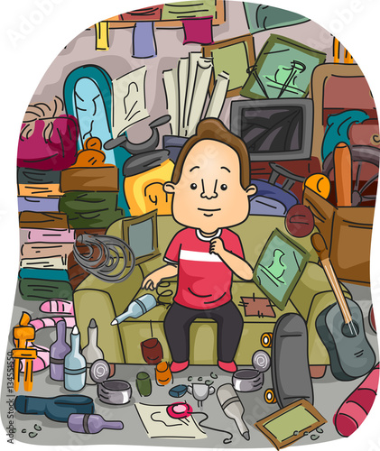 Man Hoarding Stockpile Stock Vector | Adobe Stock