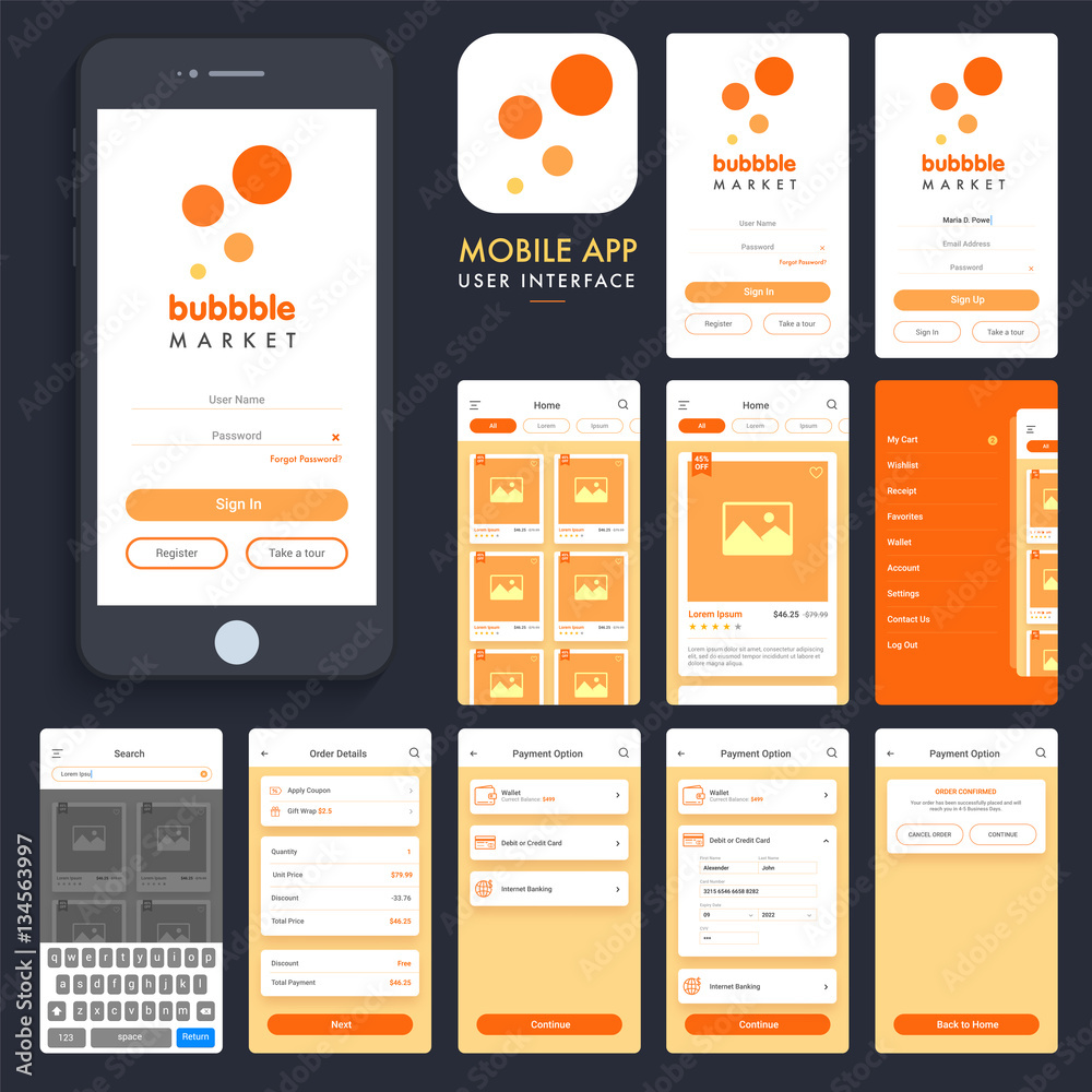 Online Shopping Mobile App UI, UX Screens. Stock Vector | Adobe Stock