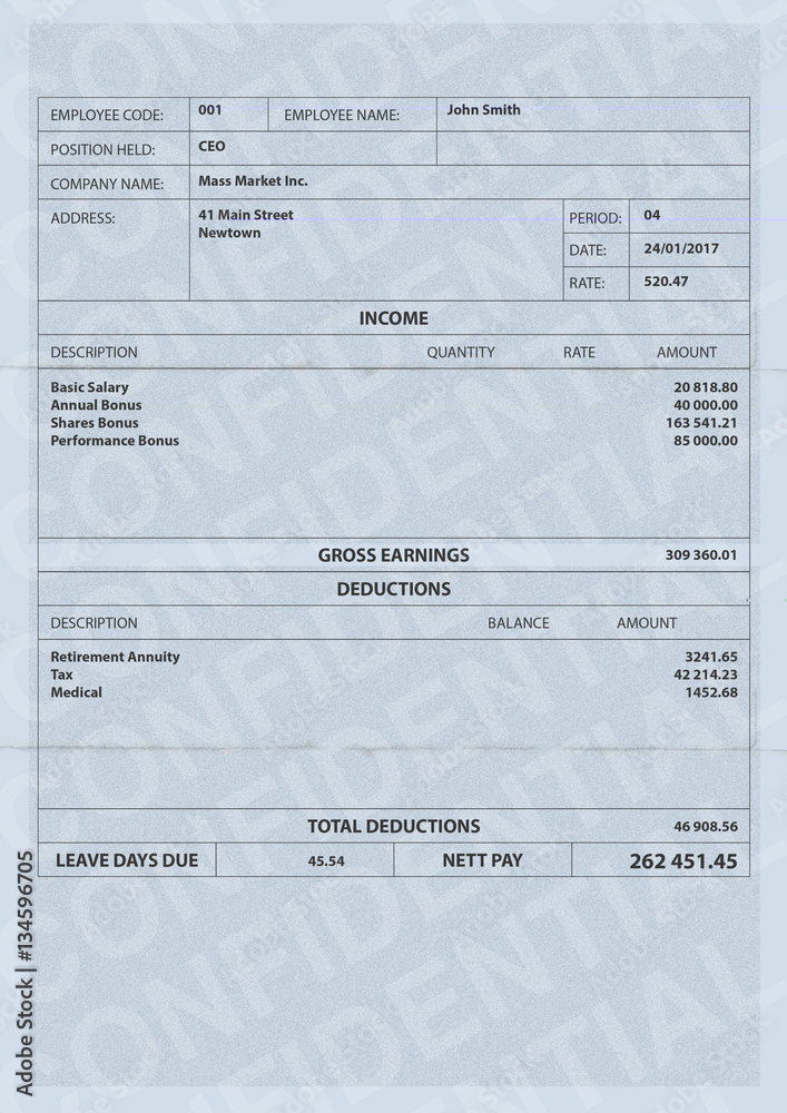 Paycheck Fictitious Stock Illustration | Adobe Stock
