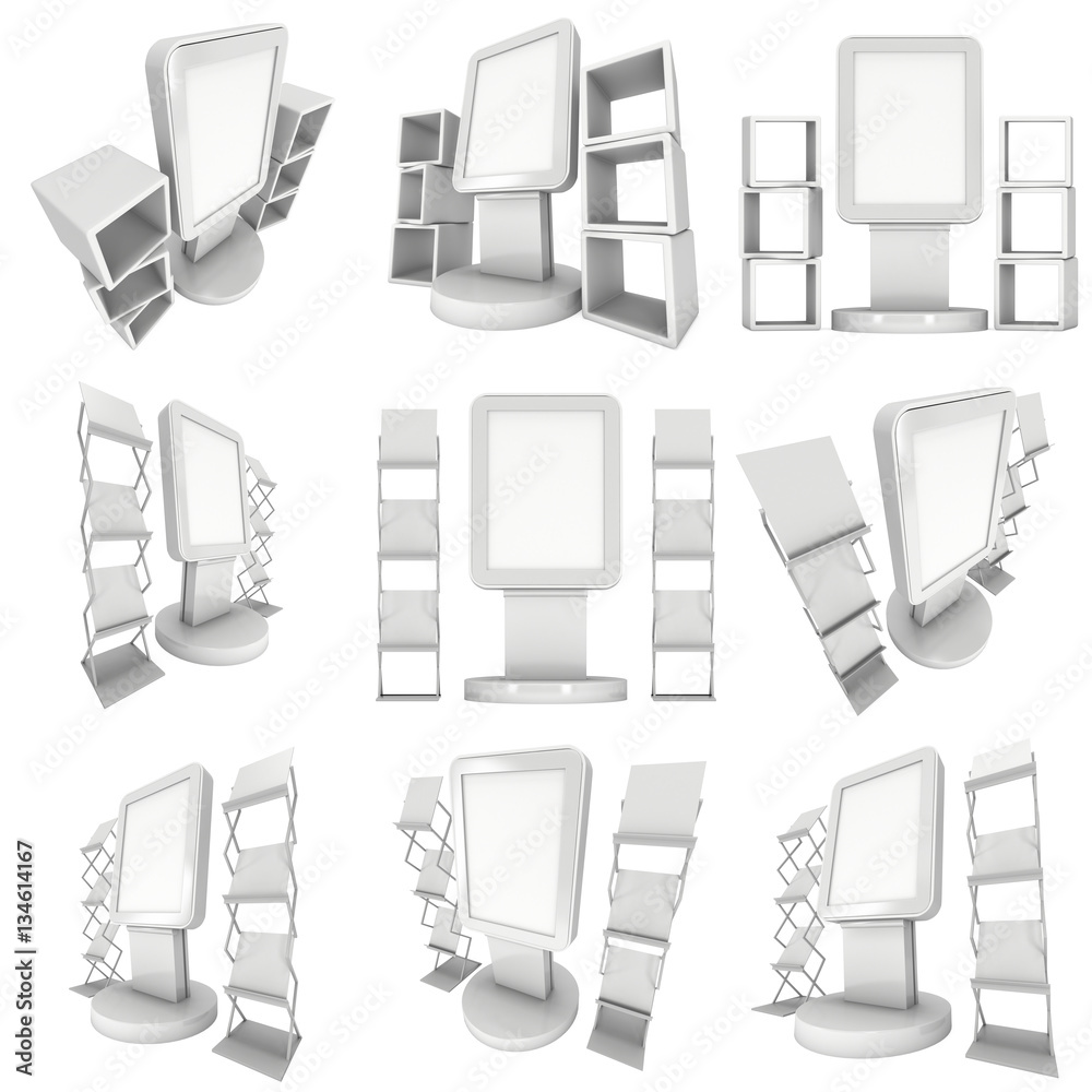 LCD Display Stand and product display boxes set. Blank Trade Show Booth ...