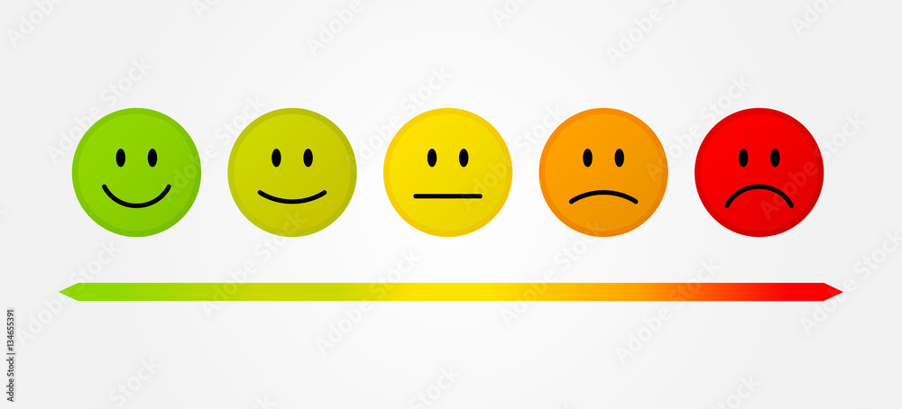 Set 5 faces scale - smile neutral sad - isolated vector illustration ...