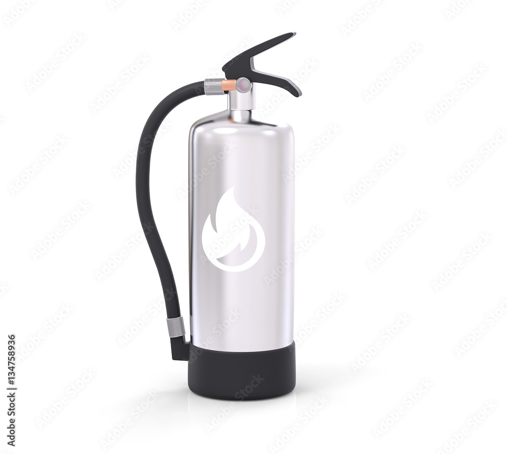 3D Isolated Silver Fire Extinguisher Danger Safety Concept Illus Stock ...