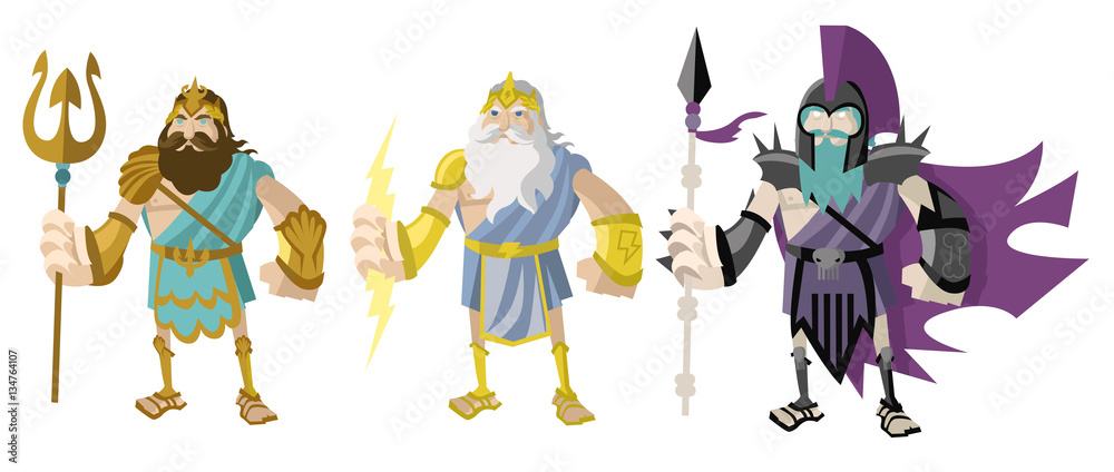 greek roman gods poseidon neptune god of the sea zeus jupiter god of ...