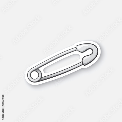Vector illustration. Cartoon sticker of safety pin in comic style with ...