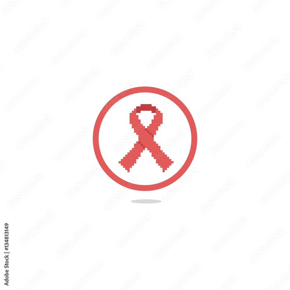 Round Circle AIDS Awareness Symbol Pixel Art Logo or Icon Stock Vector ...