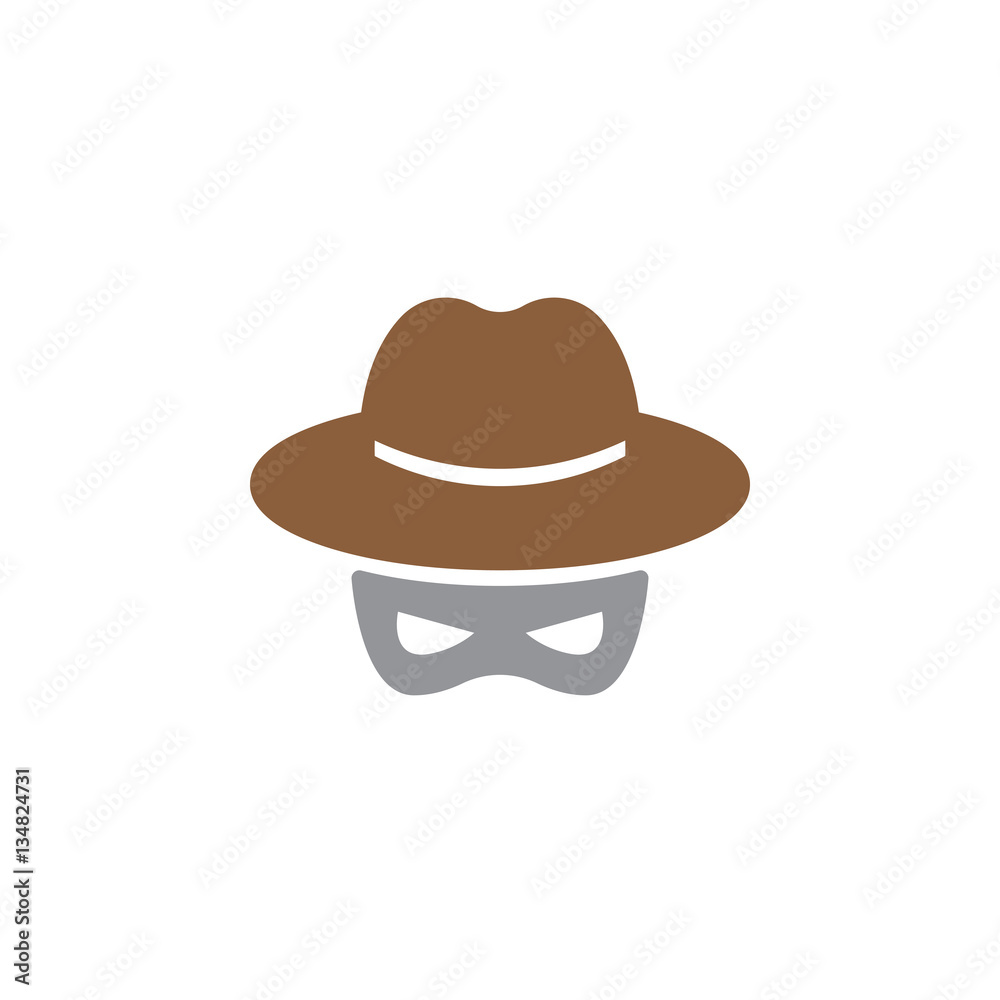 Stock-Vektorgrafik „Hat and mask, Spy icon vector, filled flat sign ...