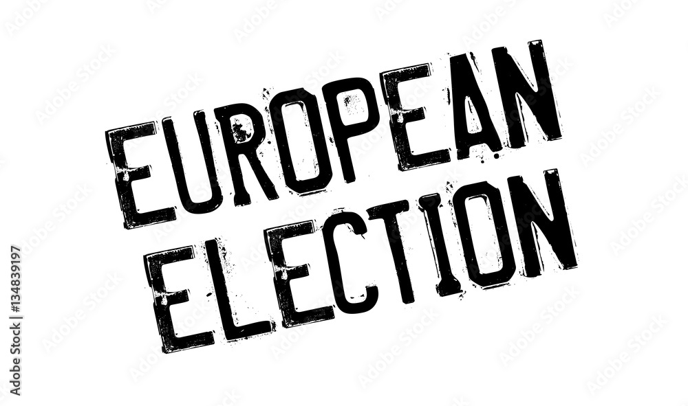 European Election rubber stamp. Grunge design with dust scratches ...