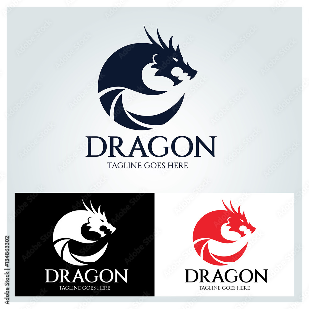 Dragon logo design template, Dragon photography logo design concept ...