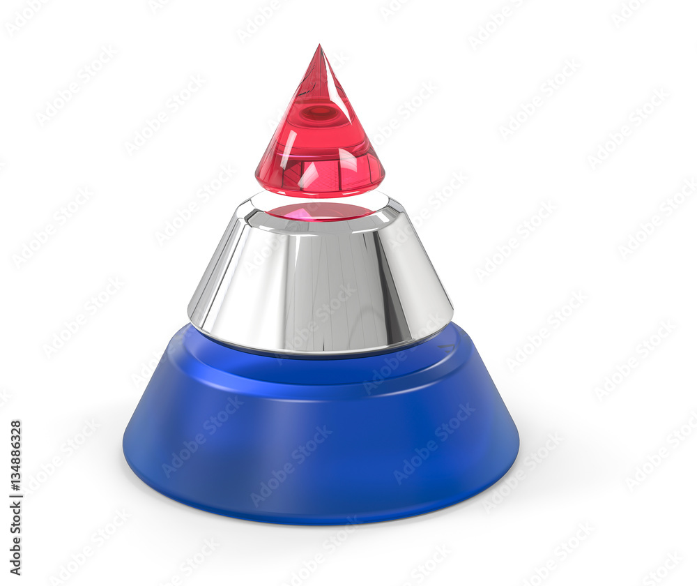 3D Isolated Three Level Pyramid Cone Hierarchy Structure Colored Stock ...