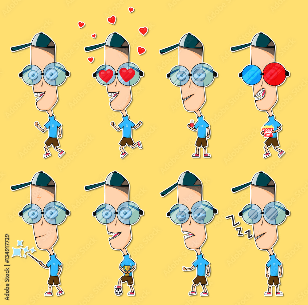 Different type of one character illustration with white stroke Stock ...