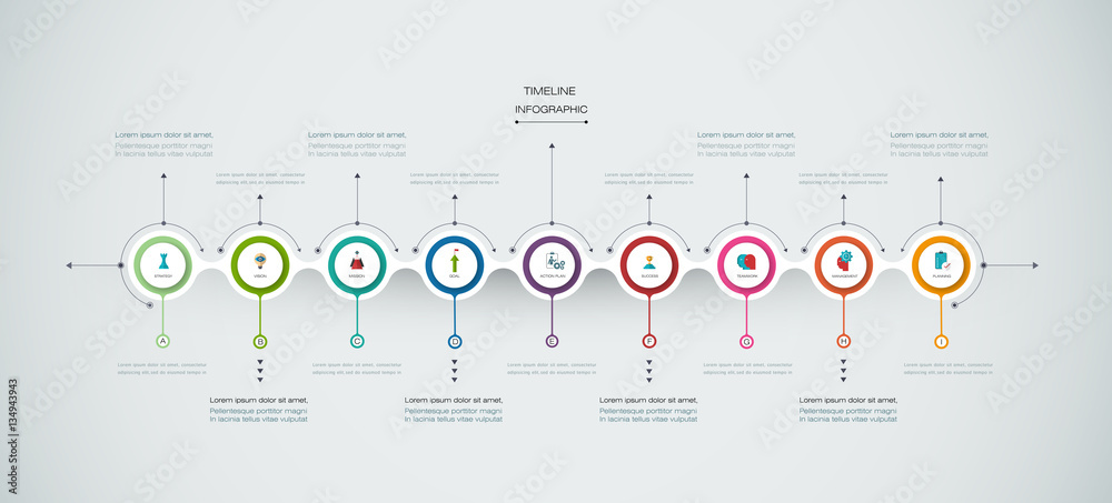 Vector infographics timeline design template with 3D paper label ...