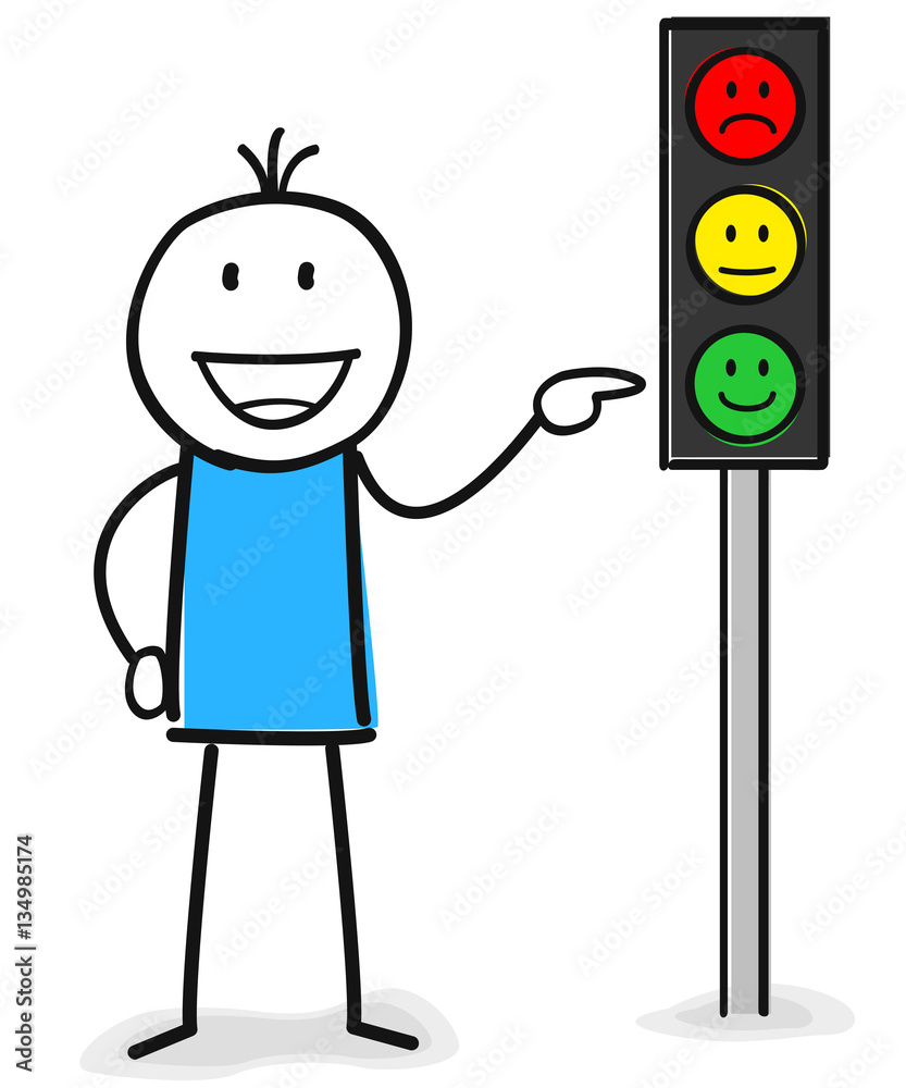 Stock-Vektorgrafik „Ampel Smiley Bewertung mit fröhlicher Figur ...