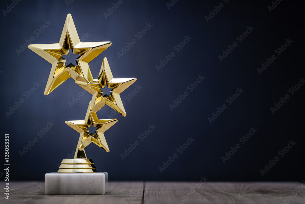 Gold winners award with three stars Stock Photo | Adobe Stock