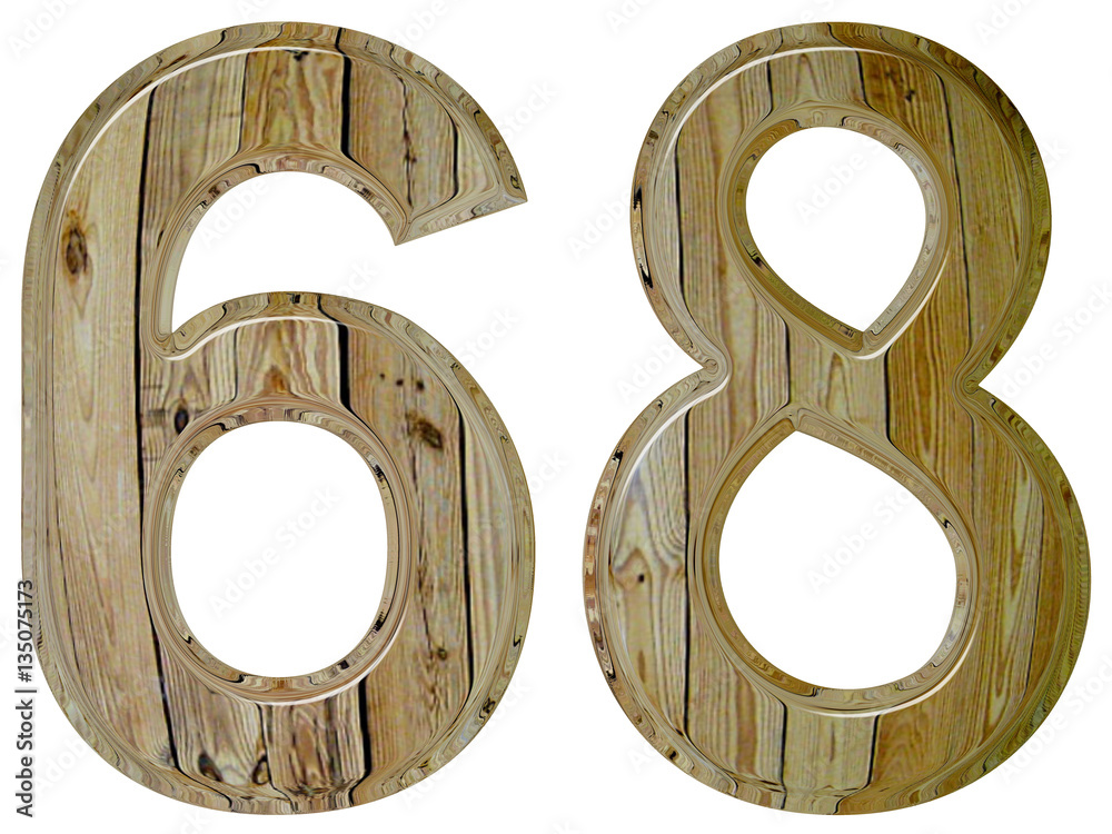 Numeral 68, sixty eight, isolated on white background, 3d render Stock ...