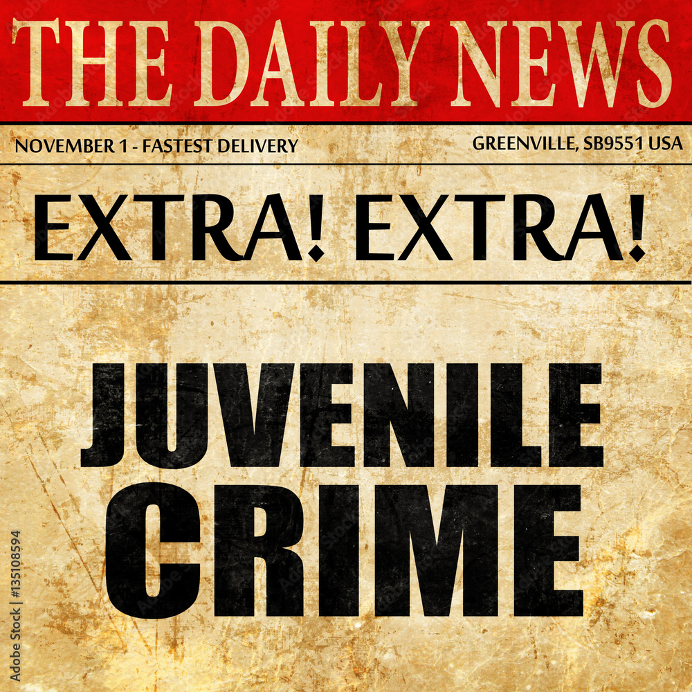 juvenile crime, newspaper article text Stock Illustration | Adobe Stock