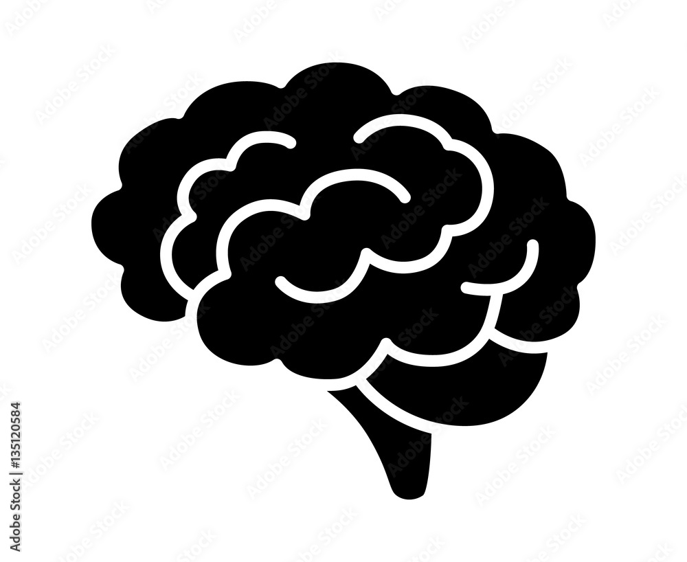 Brain or mind side view flat vector icon for medical apps and websites ...
