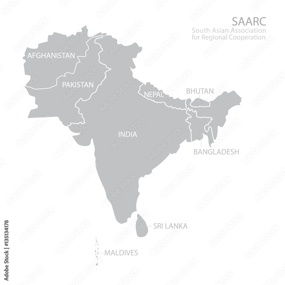 Map of South Asian Association for Regional Cooperation (SAARC) Stock ...