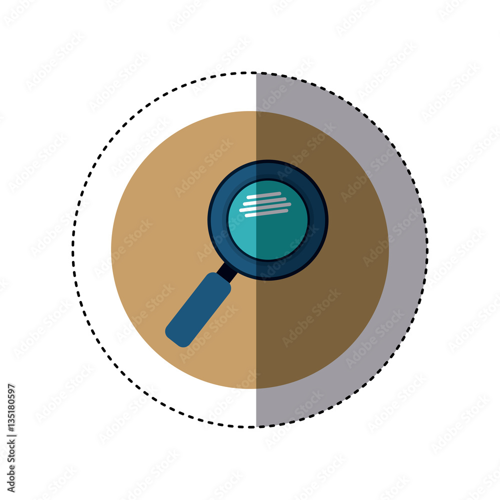 colorful sticker circular border with magnifying glass . Vector ...