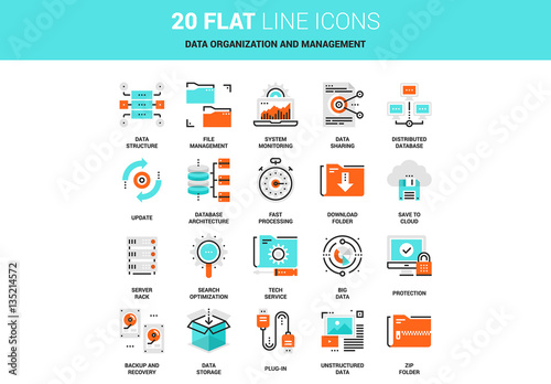 20 Line Art Data Icons Stock Template | Adobe Stock