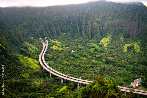 Highway on Oahu (H3) Stock Photo | Adobe Stock
