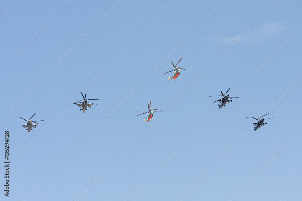 Stock-Foto „Ka-50 Black Shark (Chornaya Akula, Hokum A) and Ka-52 ...