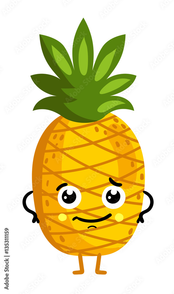 Cute fruit pineapple cartoon character isolated on white background ...