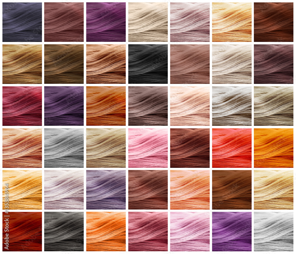 Colorful hair palette background. Hairstyles and care concept Stock ...