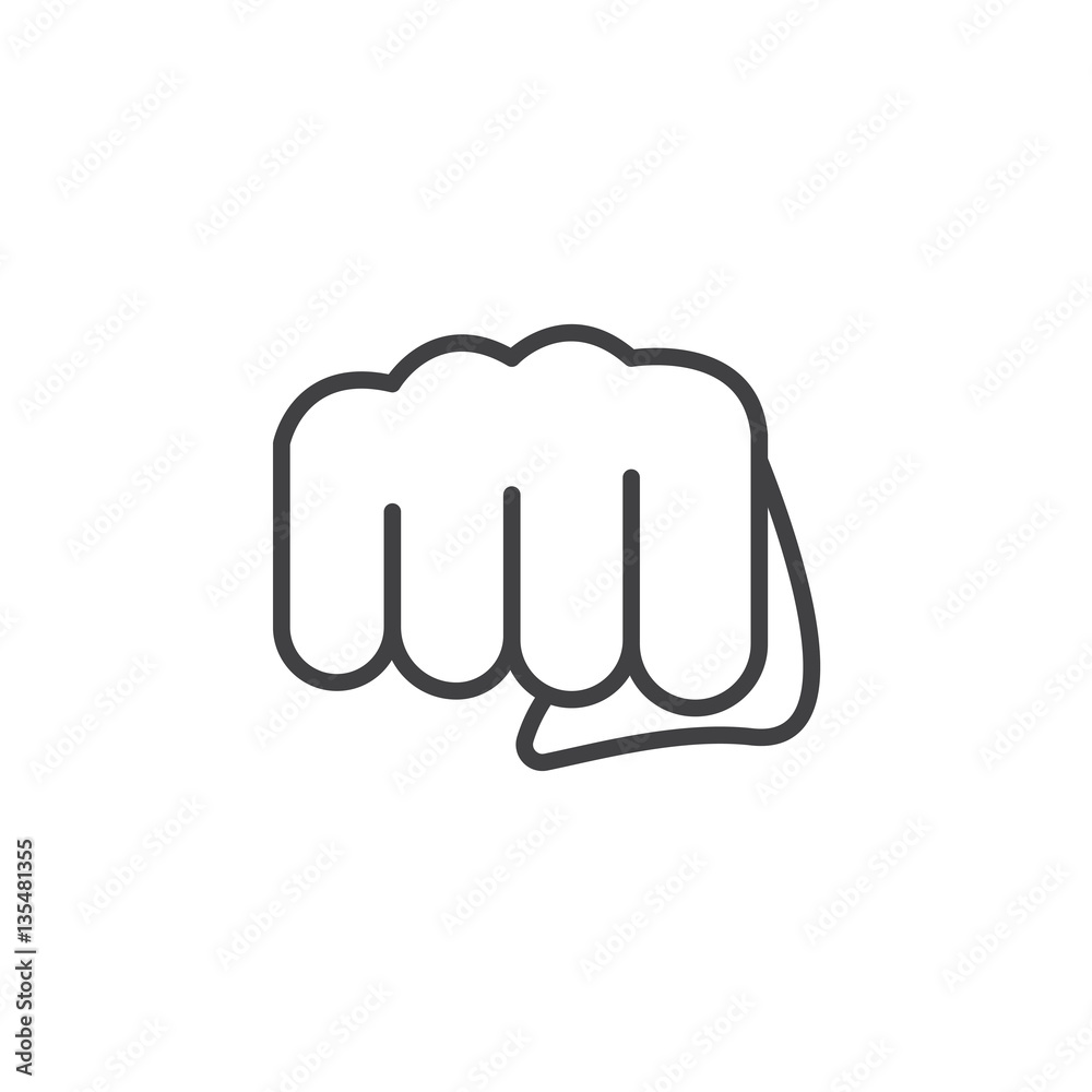 Fist, forward punch line icon, outline vector sign, linear pictogram ...