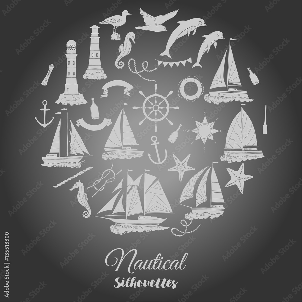 Nautical background with ships Stock Vector | Adobe Stock