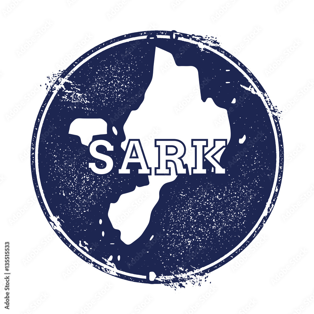 Sark vector map. Grunge rubber stamp with the name and map of island ...