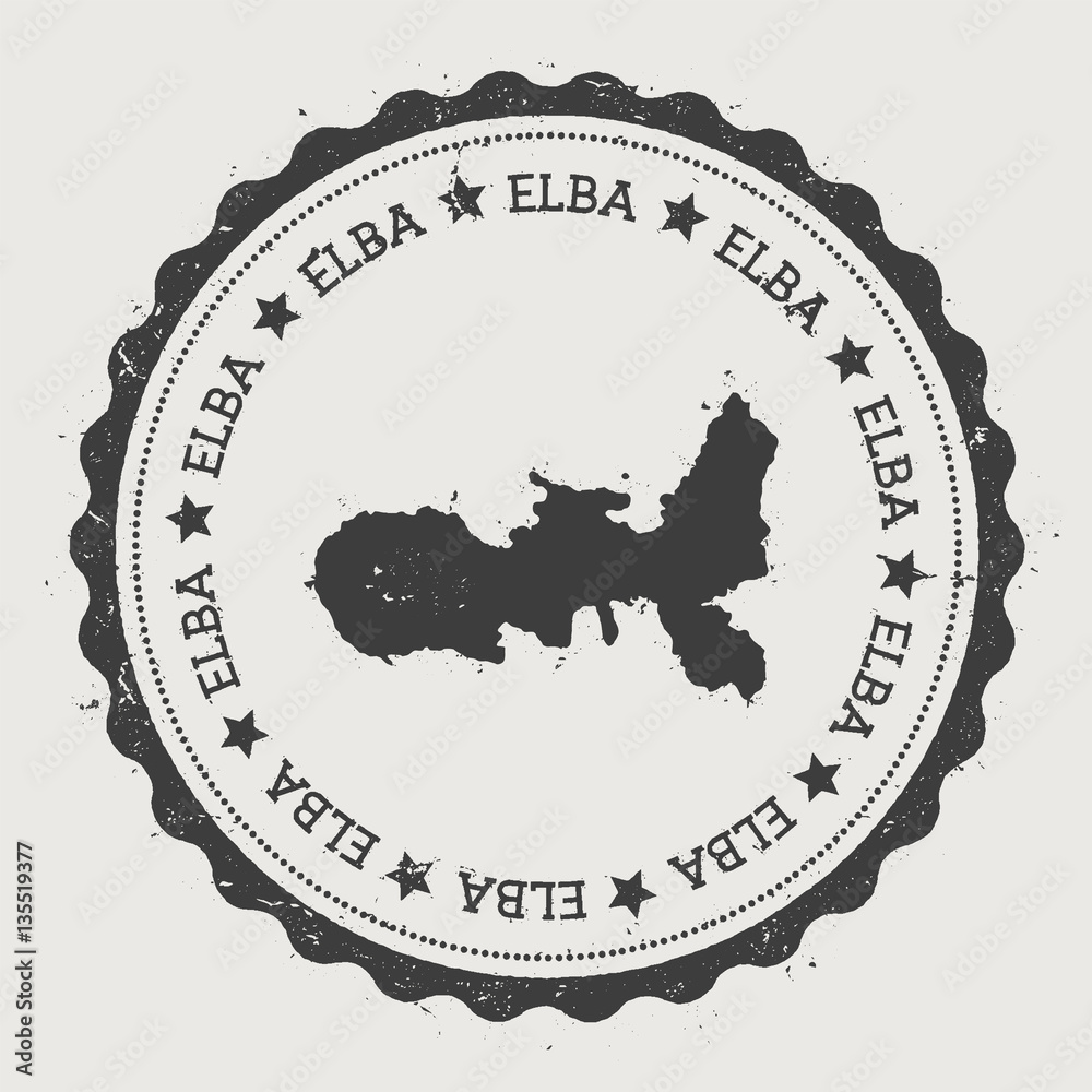 Elba sticker. Hipster round rubber stamp with island map. Vintage ...