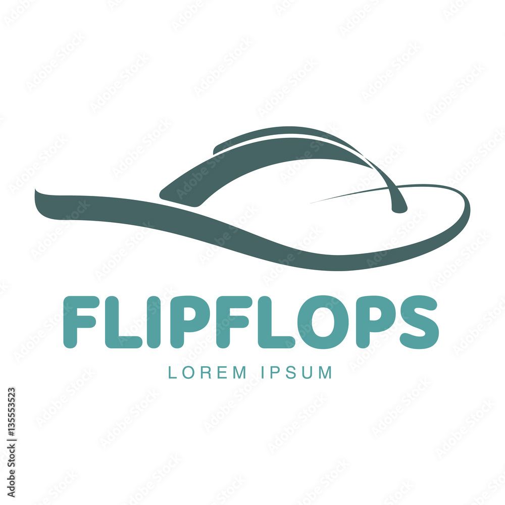 Stylized twisted rubber flip flop logo template, vector illustration ...