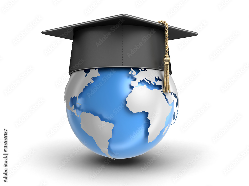 Graduation cap and Globe. Image with clipping path Stock Photo | Adobe ...