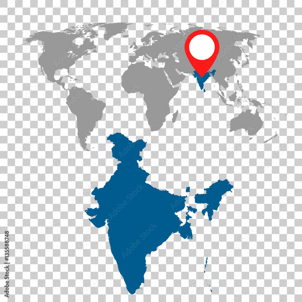 Detailed map of India and World map navigation set. Flat vector ...
