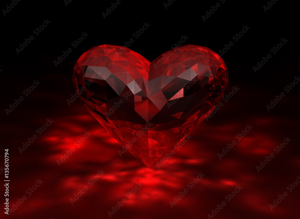 3D illustration of heart shaped ruby Stock Photo | Adobe Stock