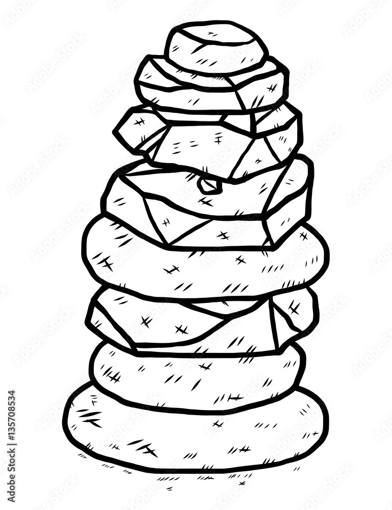 rock stacks / cartoon vector and illustration, black and white, hand ...