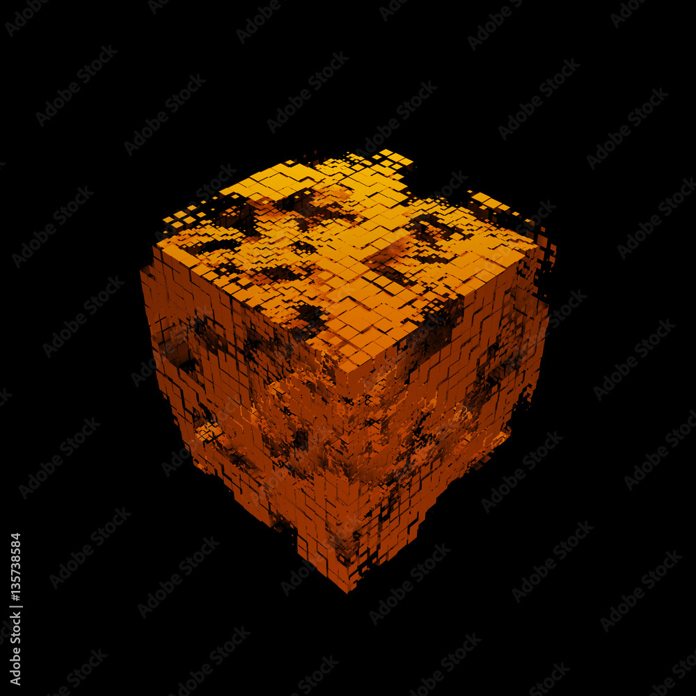 Abstract 3d rendered complex geometry. Detailed multilayer structure of ...