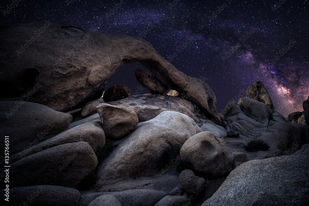 View of the Milky Way Galaxy at the Joshua Tree National Park. The ...
