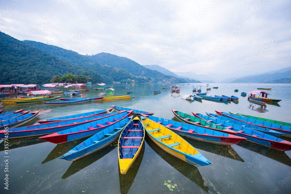rowboat symbol of Phewa lakeshore in Pokhara city Stock Photo | Adobe Stock